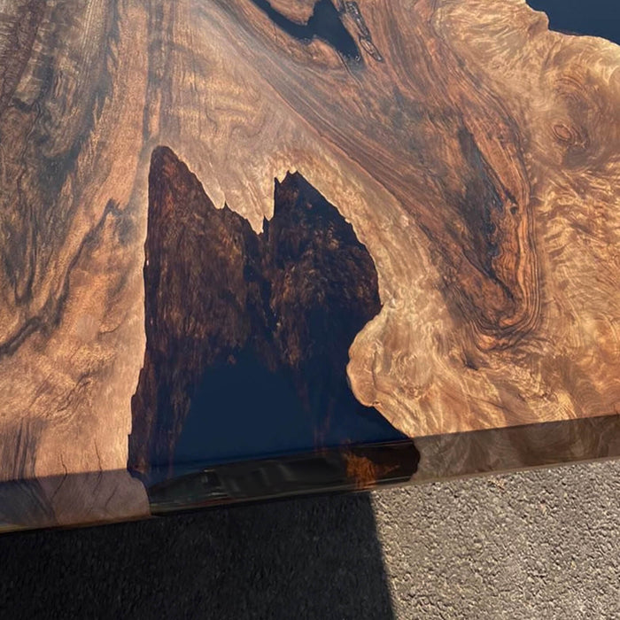 Custom Black Walnut Epoxy Resin River Table Black Resin ERT-50